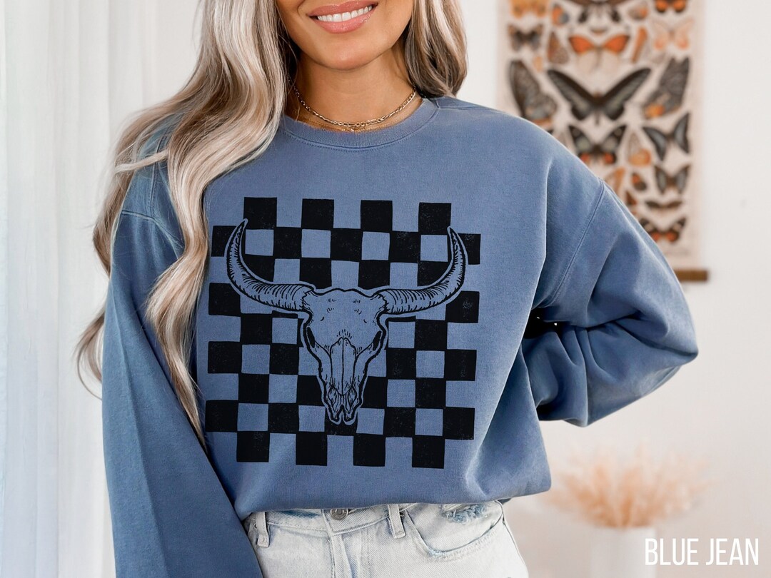 Retro Western Sweatshirt Crewneck Comfort Colors Longhorn Sweatshirt ...