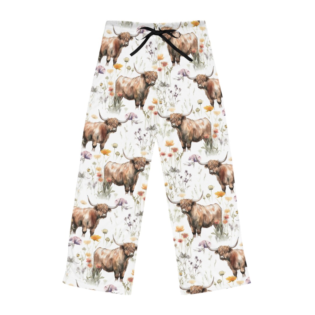 Highland Cow Pajama Pants Cow Lover Gift Cow Pajamas Farm Animal Gift ...