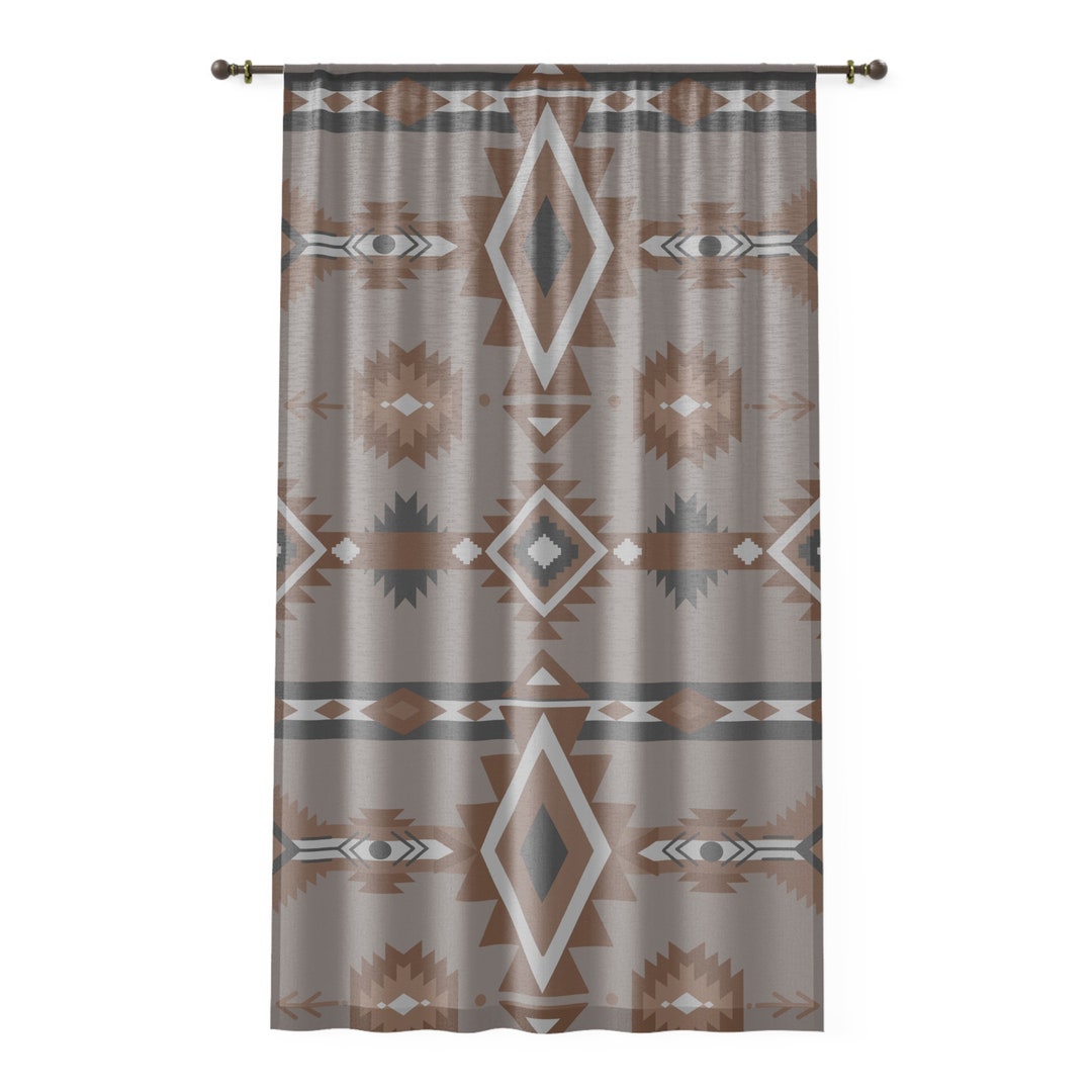 Aztec Window Curtain Western Window Curtain Transparent Window Curtain ...