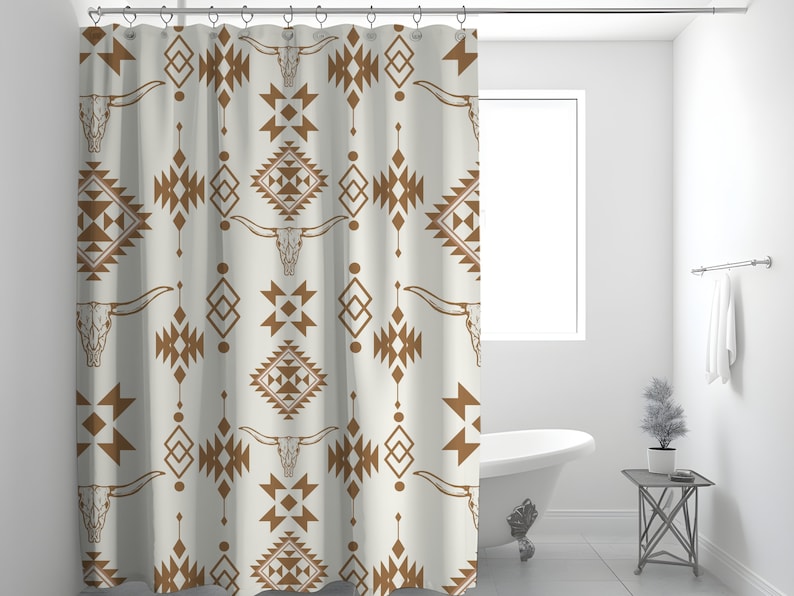 Aztec Shower Curtain Southwestern Shower Curtain Aztec Print Bathroom ...