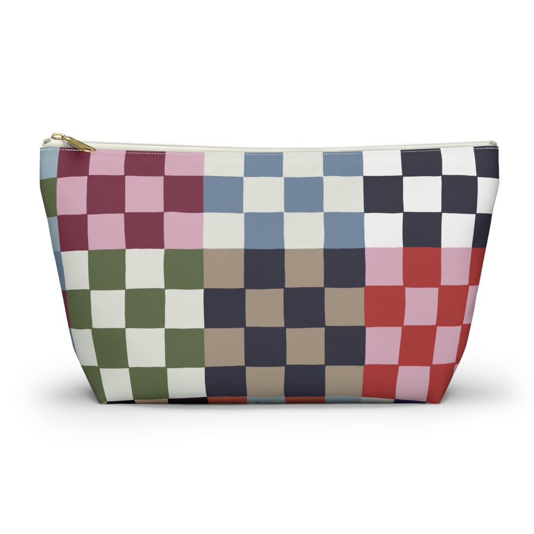 Checkered Print Makeup Bag | Checker Print Cosmetic Bag | Aesthetic ...