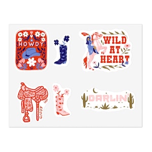 Cowgirl Sticker Sheet Cute Hand Drawn Western Sticker Pack for ...