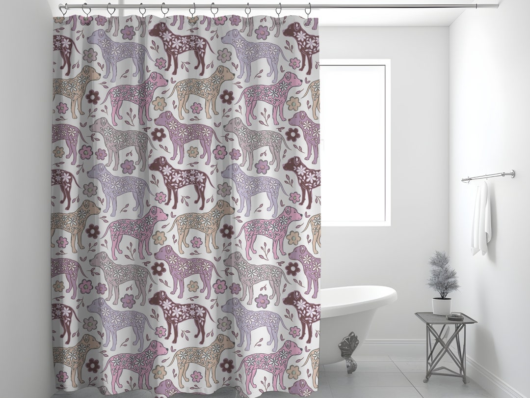 Pitbull Shower Curtain Bulldog Dog Mom Gift for Her Dog Lover Dog Decor ...