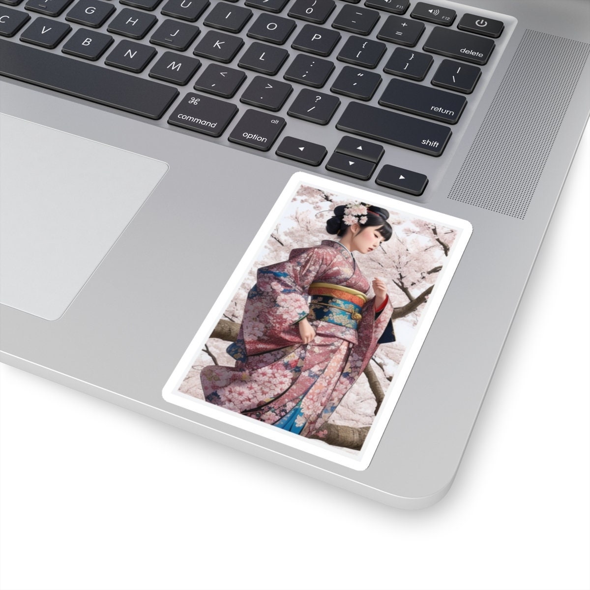 Ukiyo-e Woman in Floral Kimono Sticker Japanese Art Decal With Sakura ...