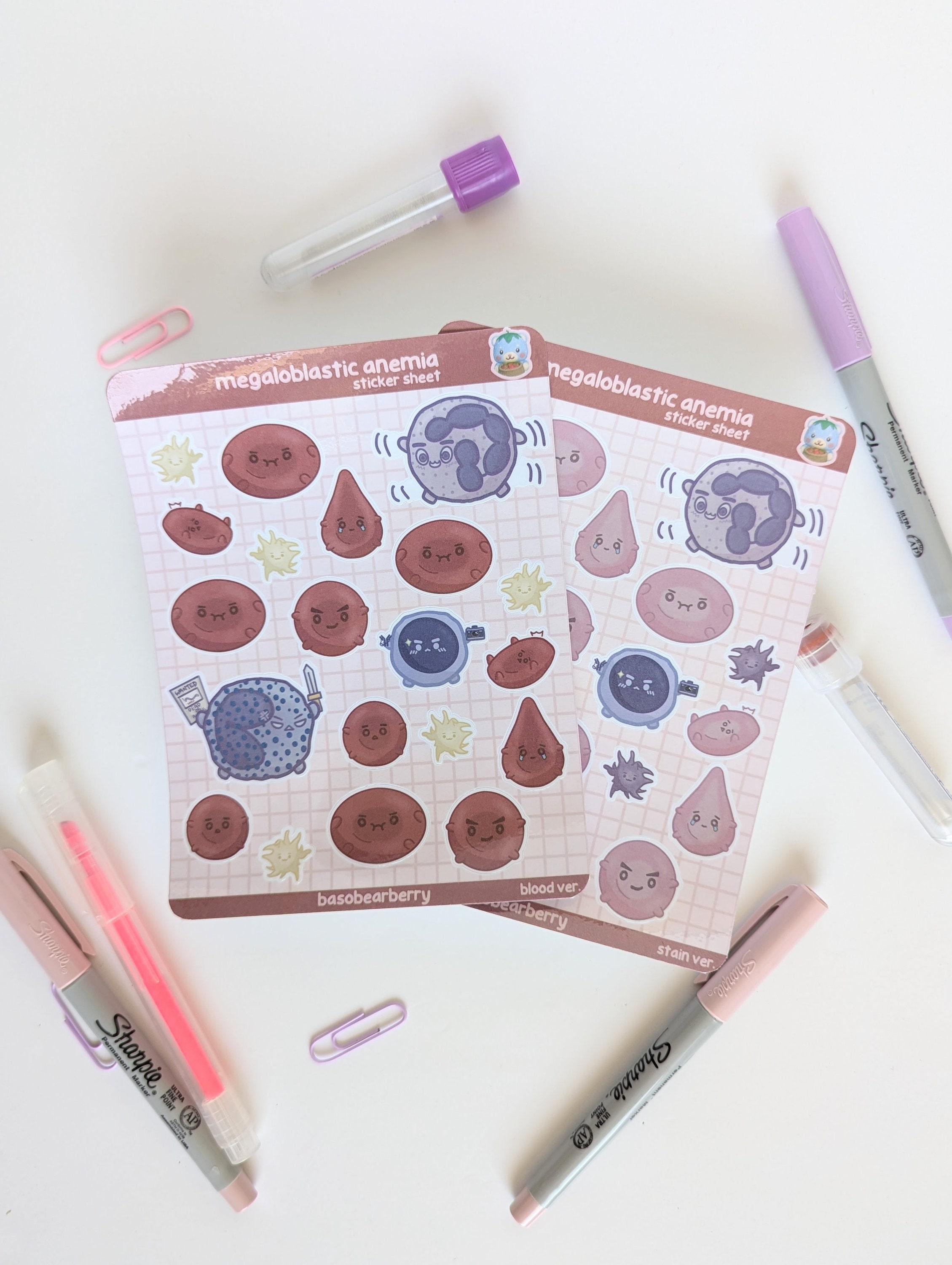 Megaloblastic Anemia Sticker Sheet Cute Blood Cells/med Lab/laboratory ...