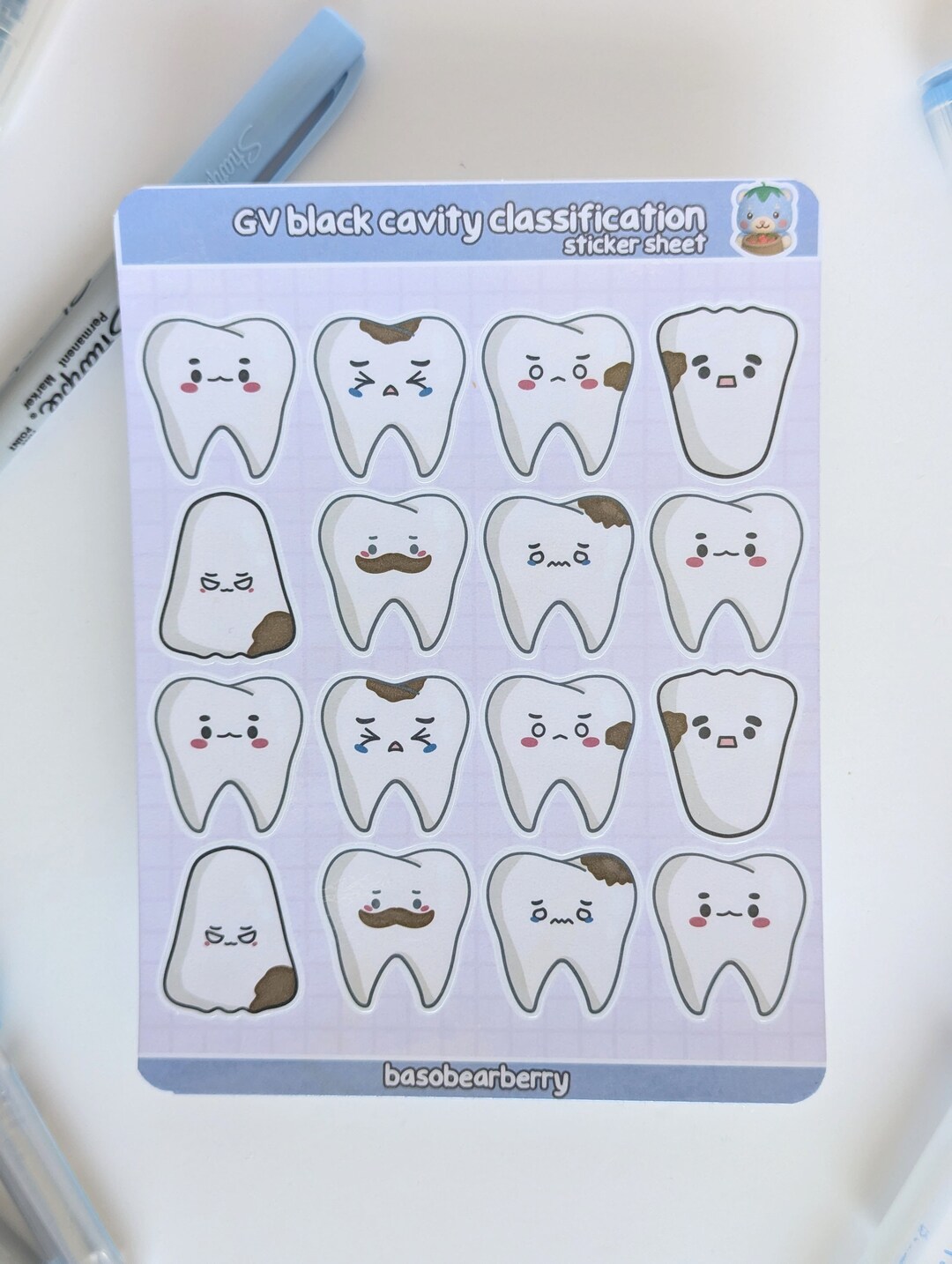 GV Black Cavity Classification Sticker Sheet - Cute Teeth/dentist ...