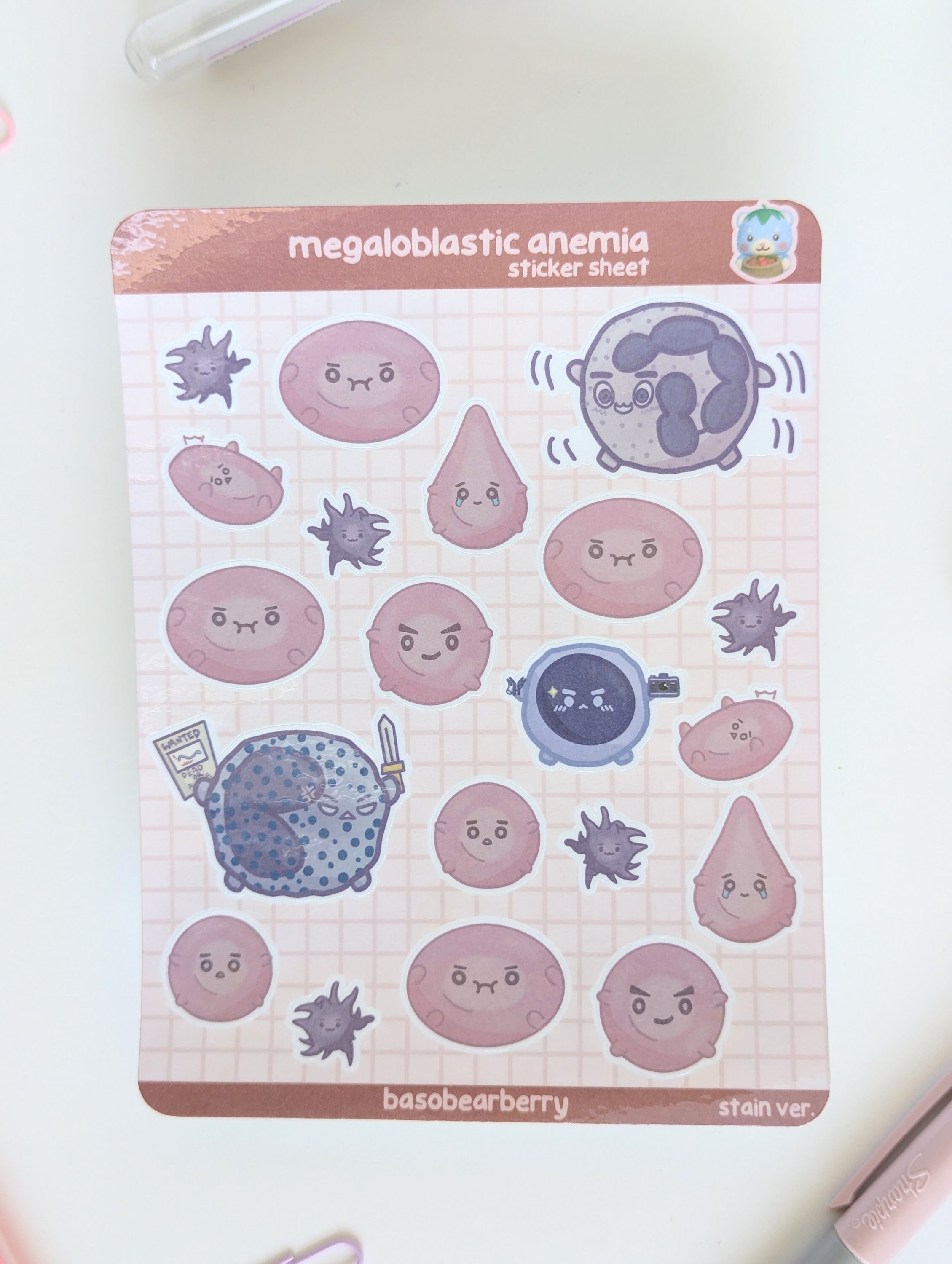 Megaloblastic Anemia Sticker Sheet Cute Blood Cells/med Lab/laboratory ...