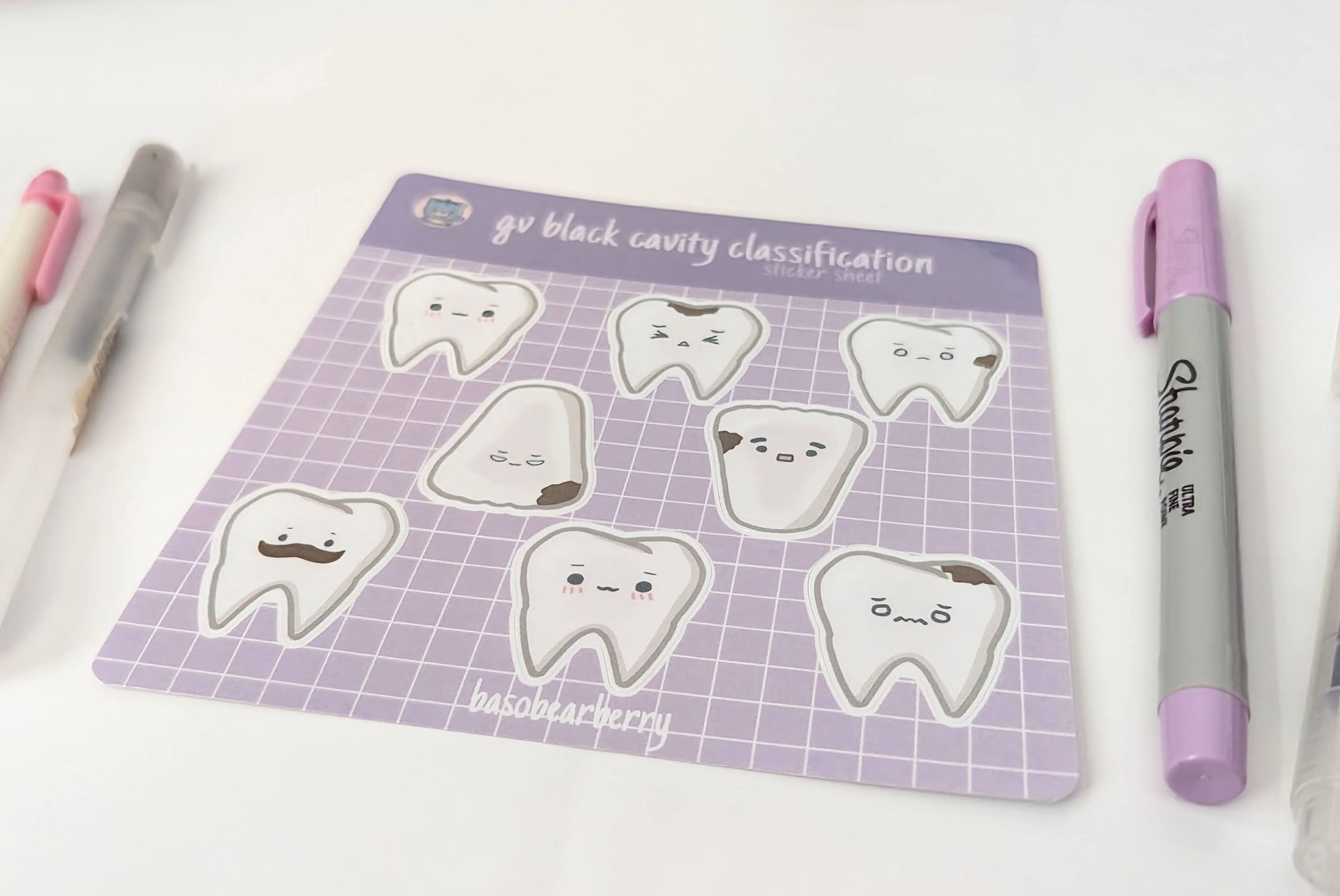 GV Black Cavity Classification Sticker Sheet Cute Teeth/dentist ...