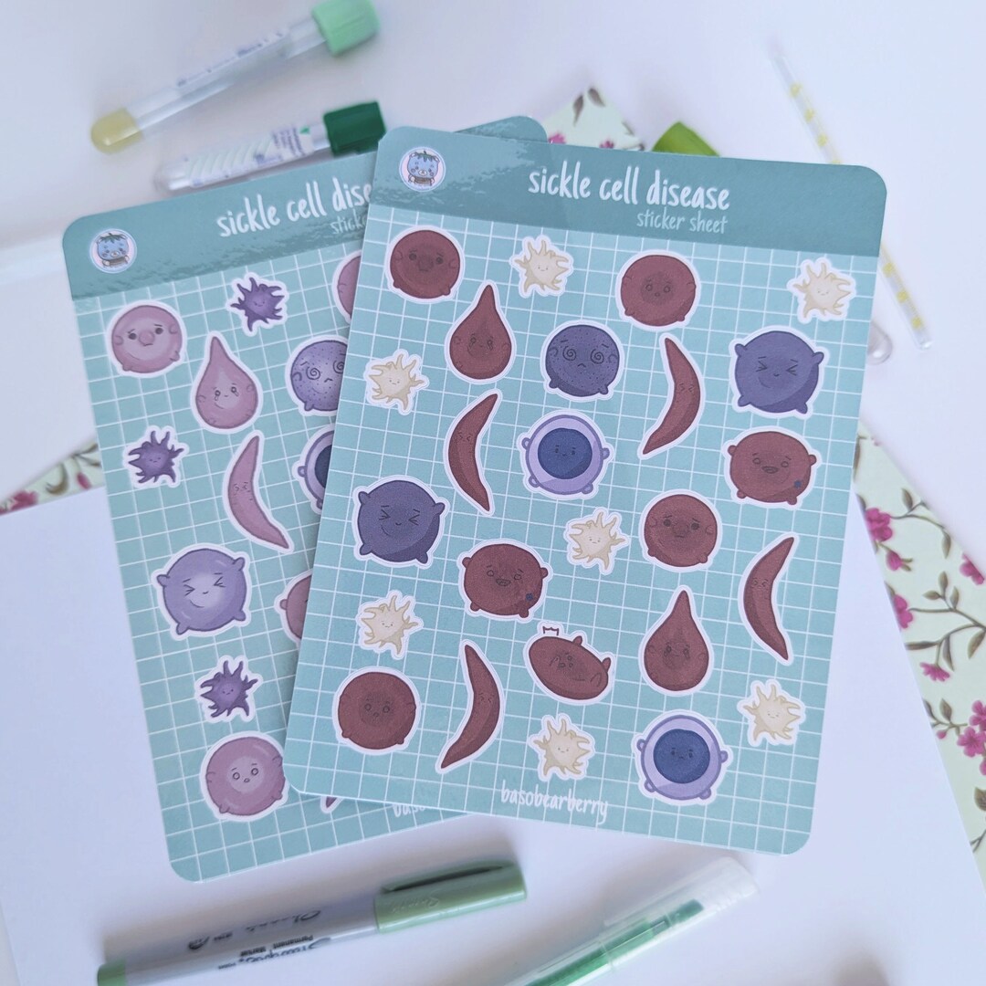 Sickle Cell Anemia hbss Sticker Sheet Cute Blood Cells/med Lab ...