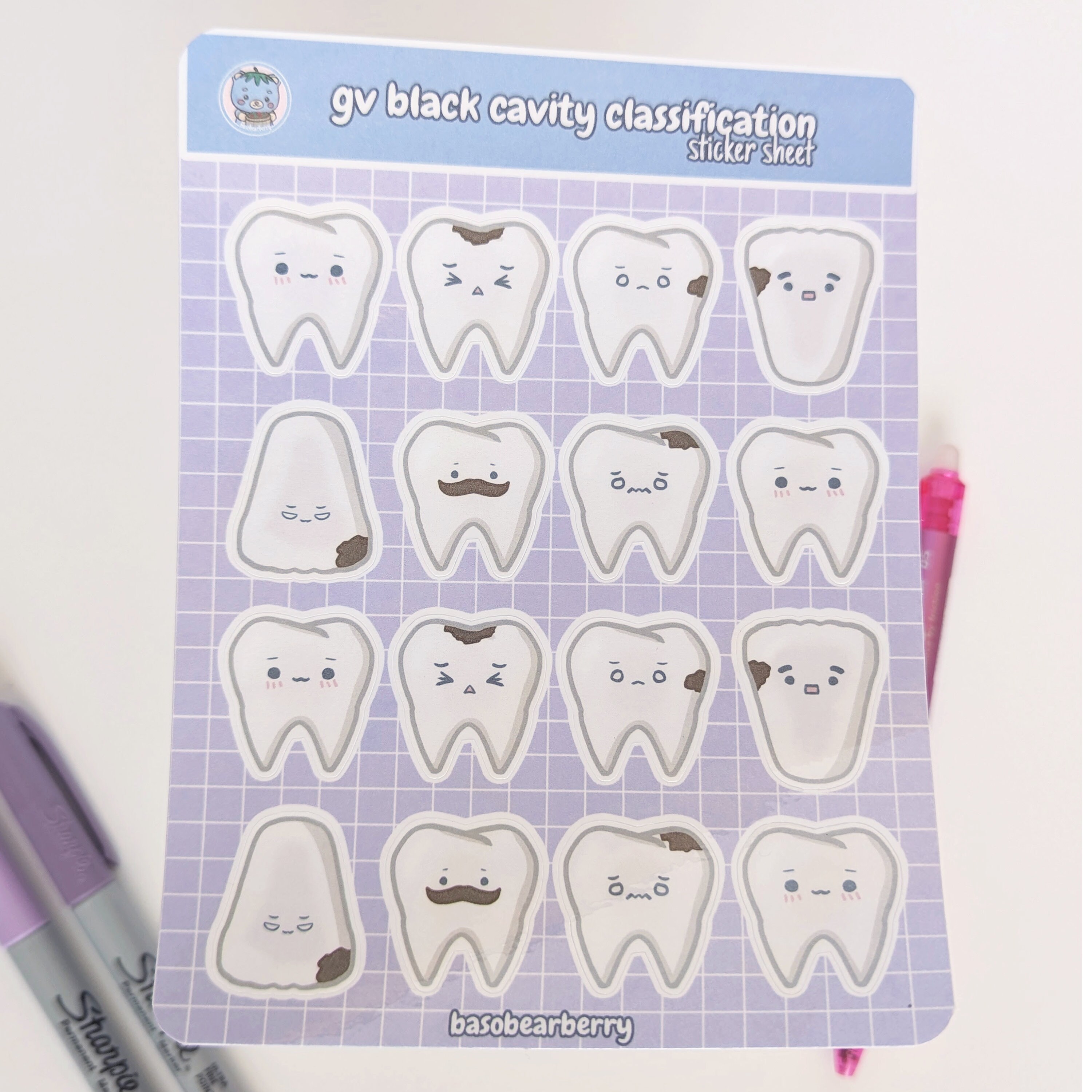 GV Black Cavity Classification Sticker Sheet Cute Teeth/dentist ...