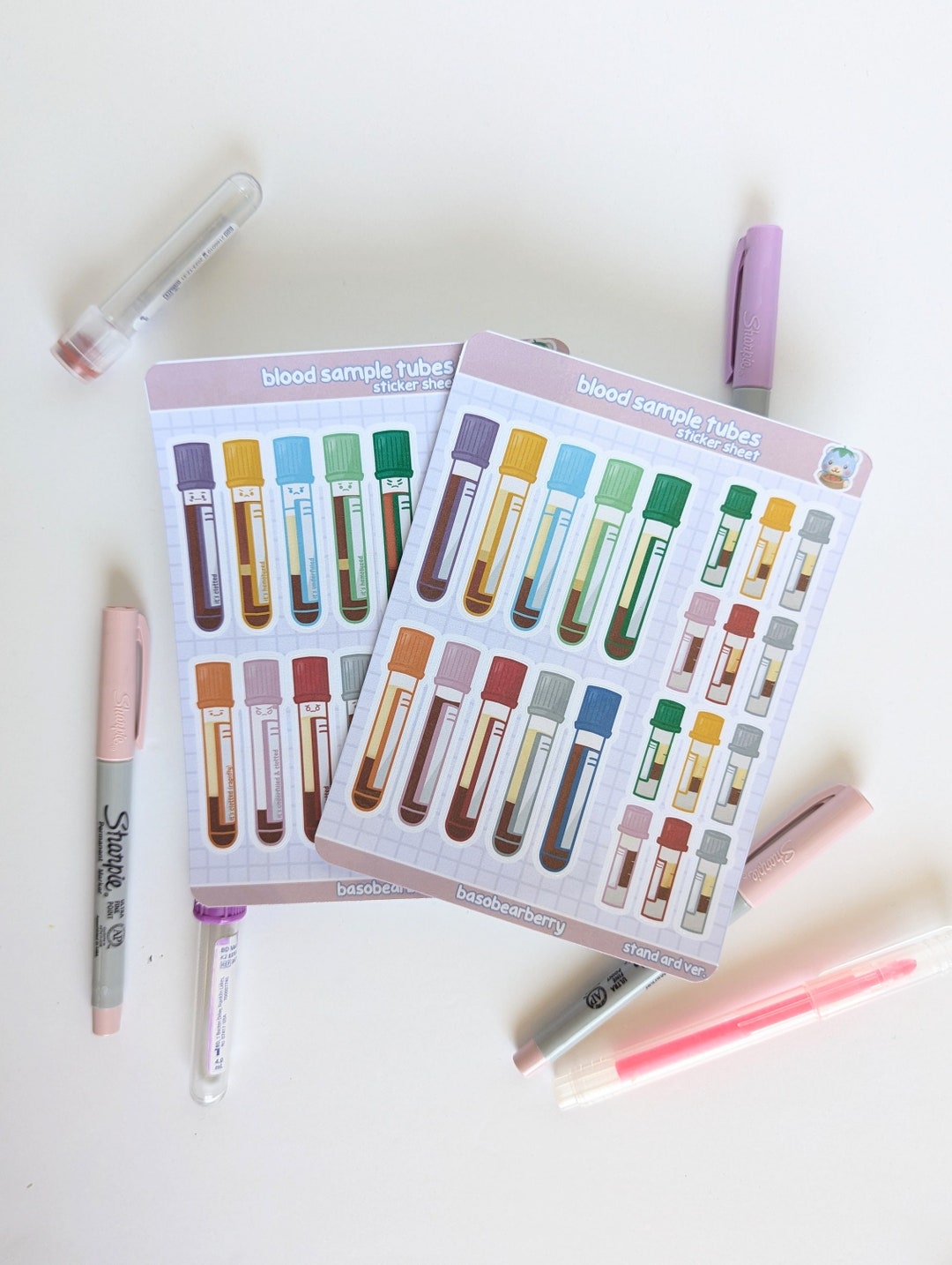 Colourful Blood Test Tubes Sticker Sheet - Cute Blood Cells/med Lab ...