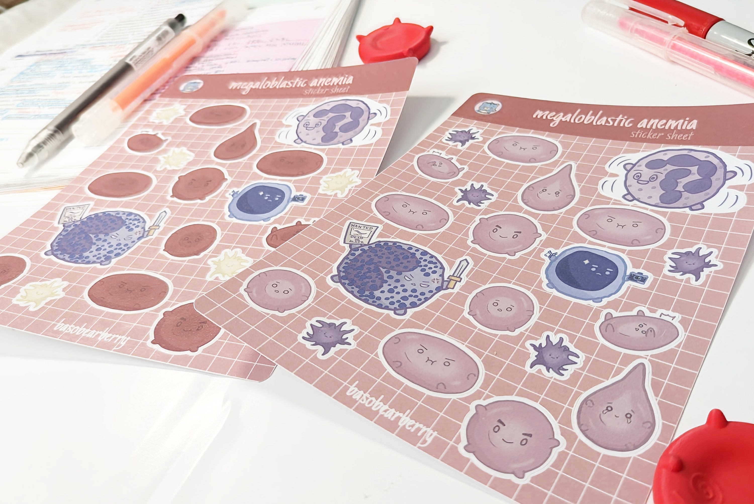 Megaloblastic Anemia Sticker Sheet Cute Blood Cells/med Lab/laboratory ...