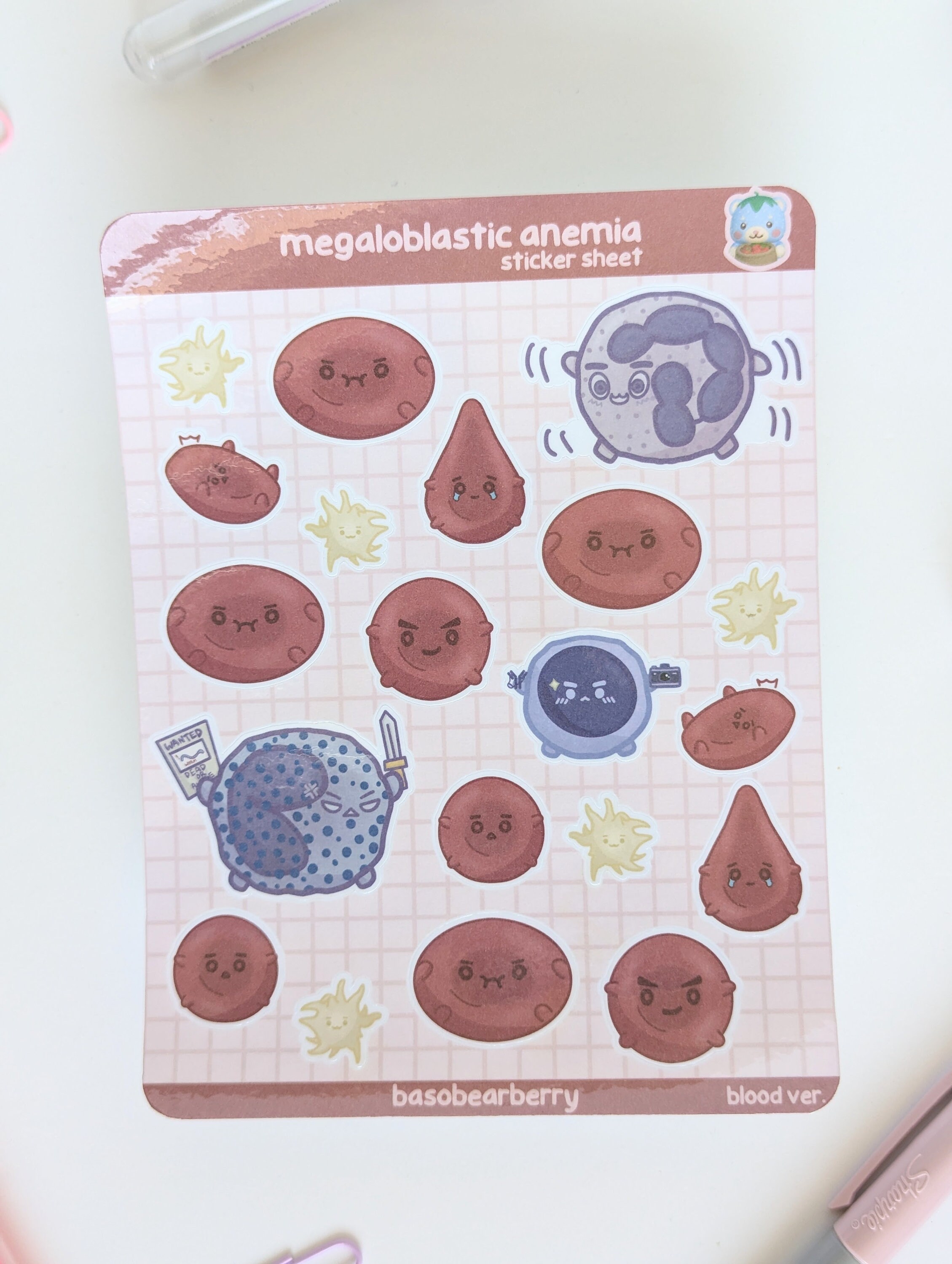 Megaloblastic Anemia Sticker Sheet Cute Blood Cells/med Lab/laboratory ...