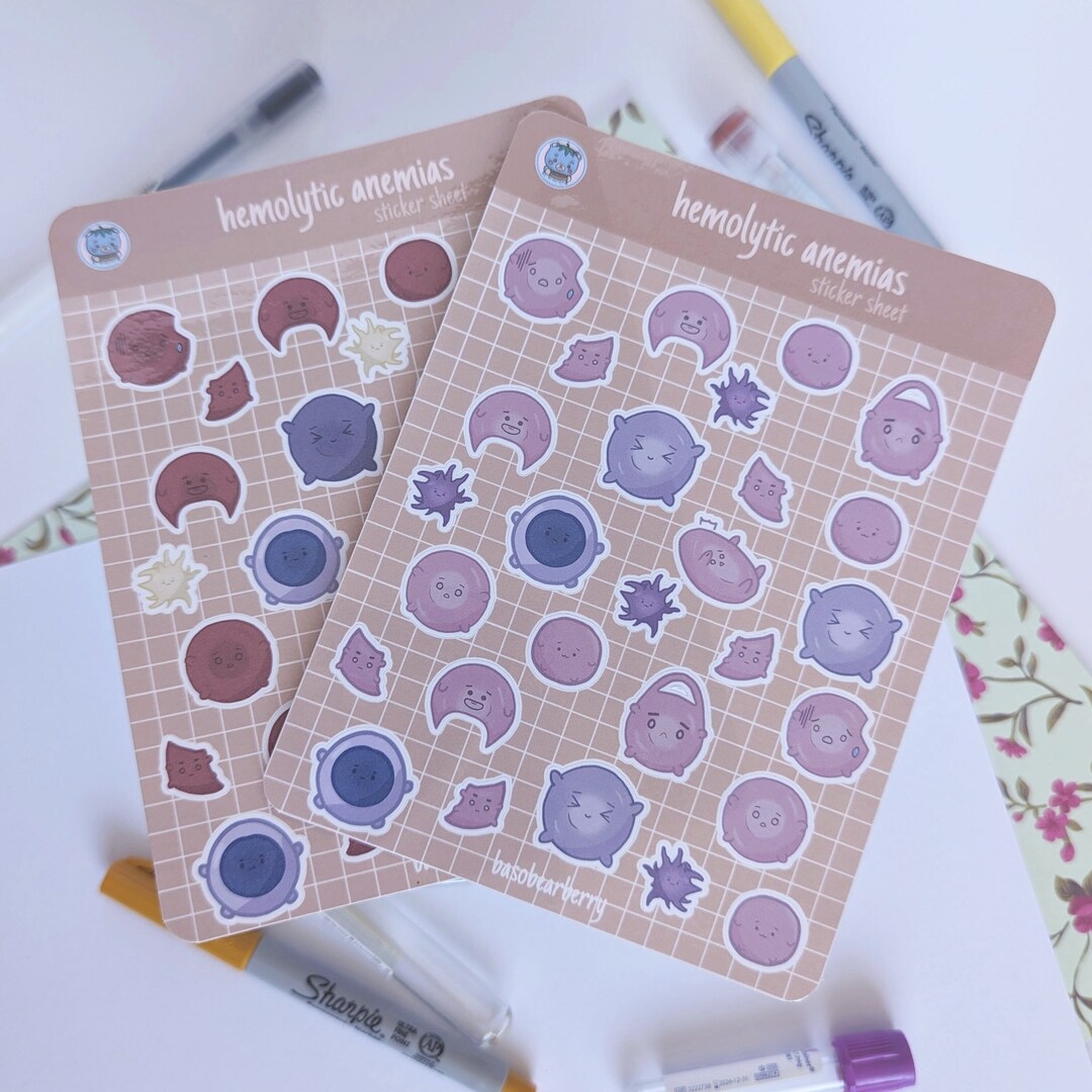 Hemolytic Anemias Sticker Sheet Cute Blood Cells/med Lab/laboratory ...