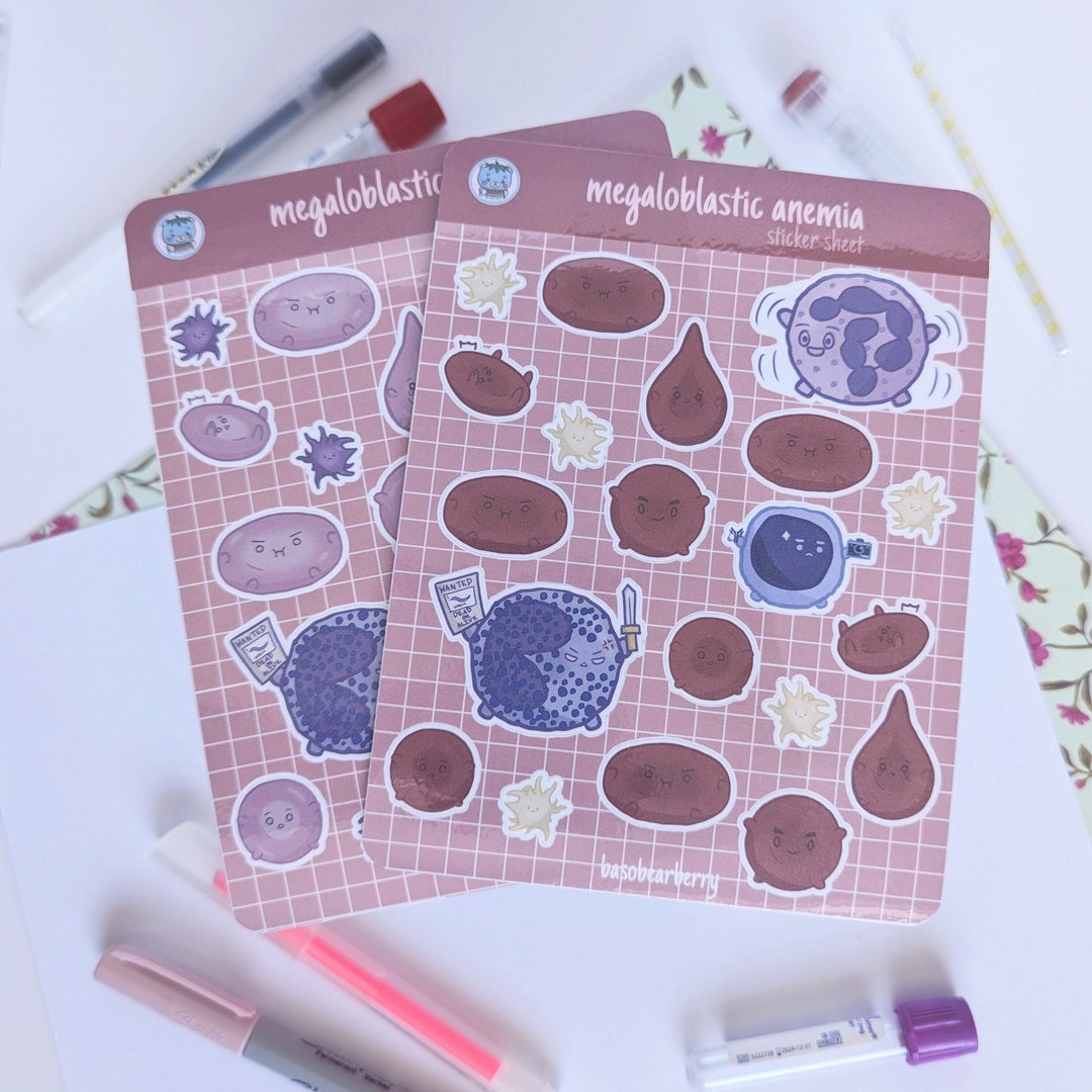 Megaloblastic Anemia Sticker Sheet Cute Blood Cells/med Lab/laboratory ...