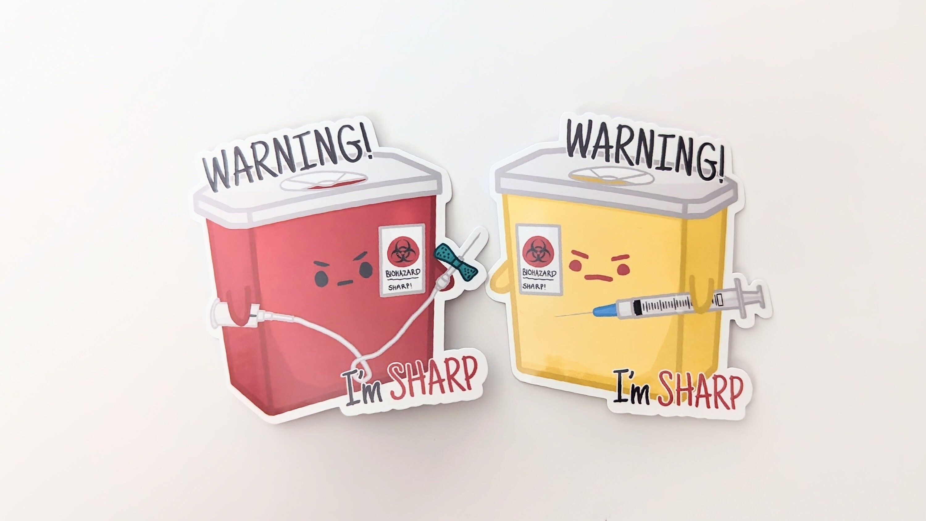 Warning I'm Sharp Biohazard Container Vinyl Sticker - Etsy