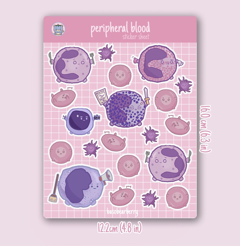 Peripheral Blood Sticker Sheet Cute Blood Cells/med - Etsy