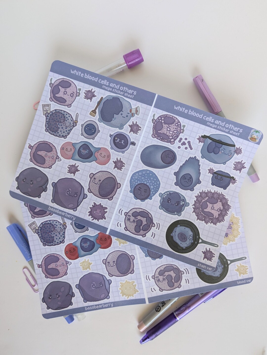 White Blood Cell Mega Sticker Sheet - Cute Blood Cells/med Lab ...