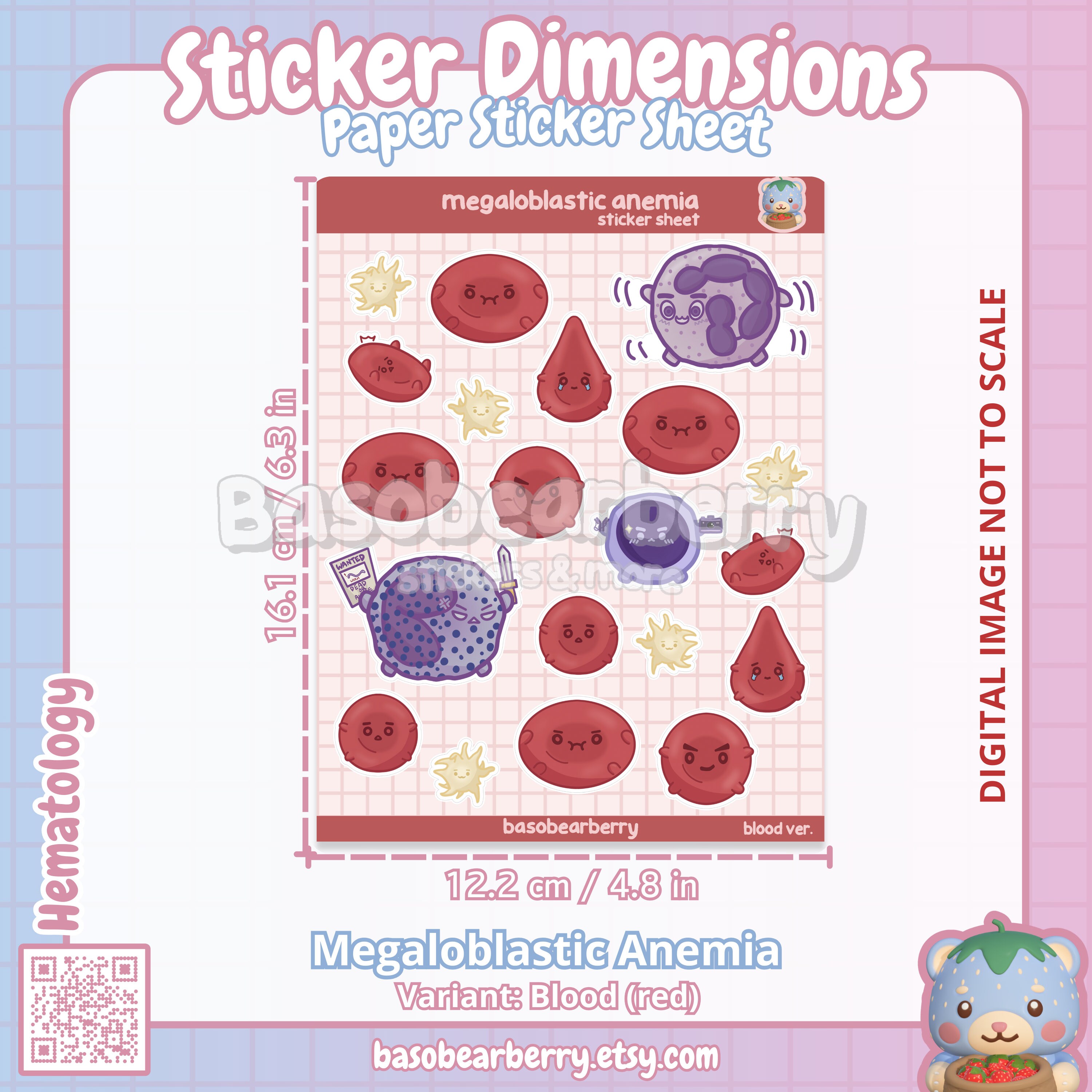 Megaloblastic Anemia Sticker Sheet Cute Blood Cells/med Lab/laboratory ...