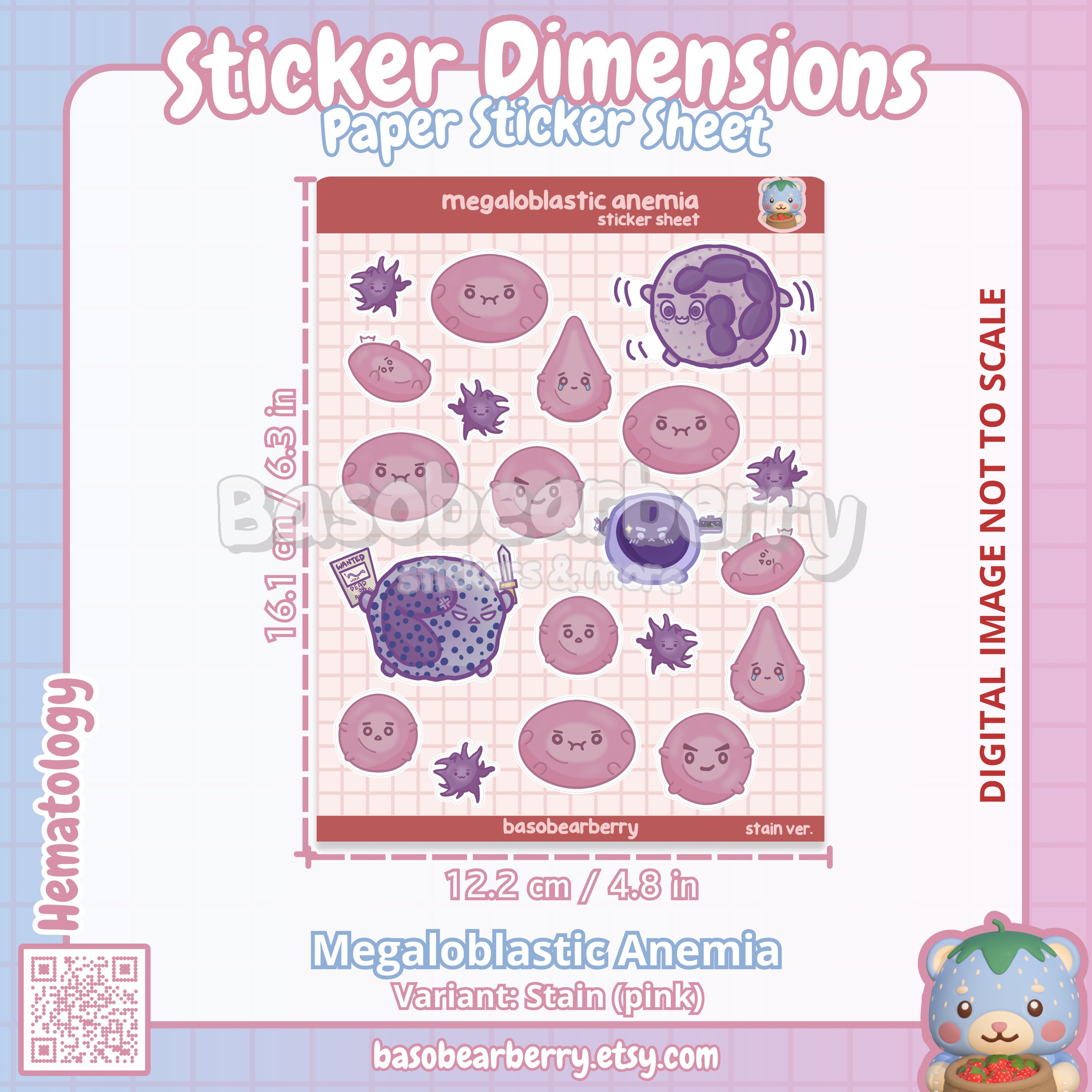 Megaloblastic Anemia Sticker Sheet Cute Blood Cells/med Lab/laboratory ...