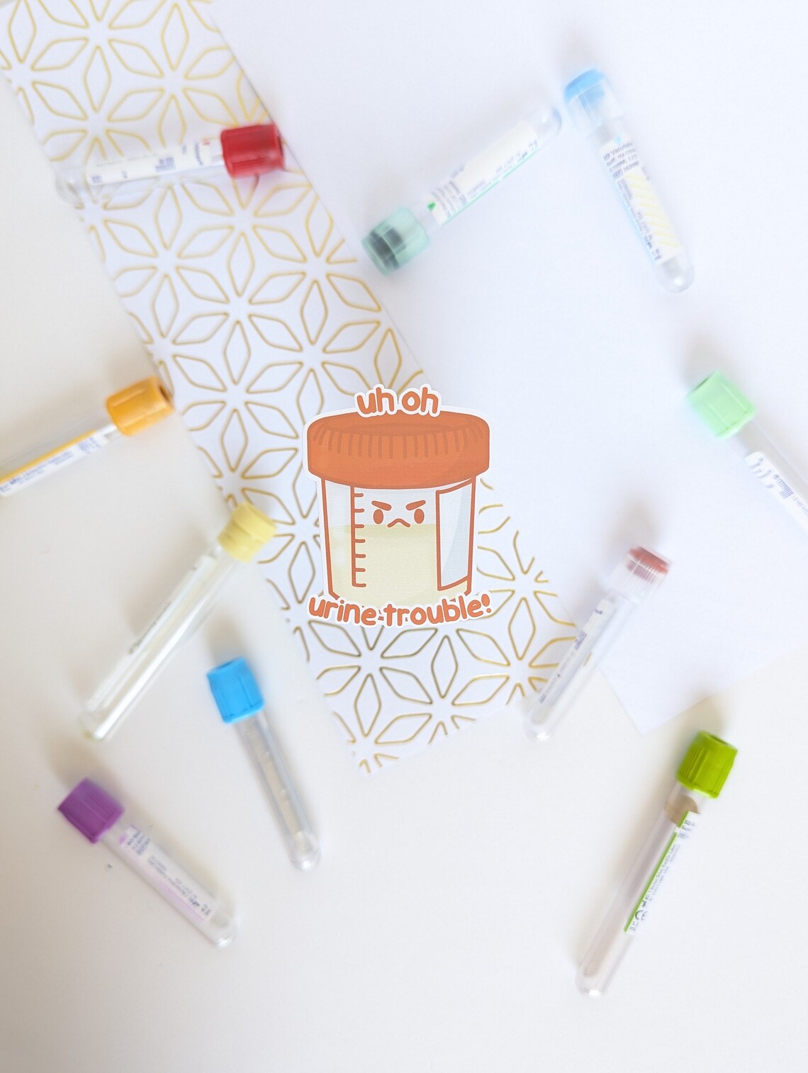 Urine Trouble Punny Urine Cup Vinyl Sticker – Healthcare Urinalysis Lab ...