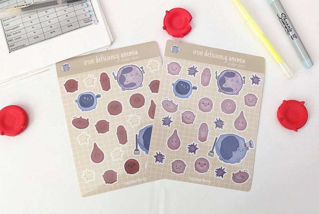 Iron Deficiency Anemia Sticker Sheet Cute Blood Cells/med - Etsy