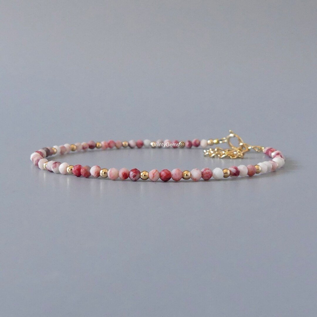Dainty Rare Cinnabrite Bracelet Delicate Cinnabar in Quartz Jewelry ...