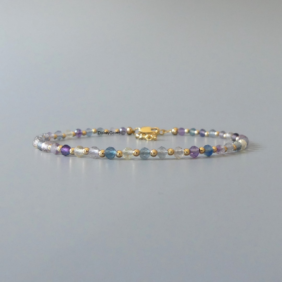 Fluorite Bracelet Dainty Fluorite Jewelry Crystal Bracelet Gemstone ...