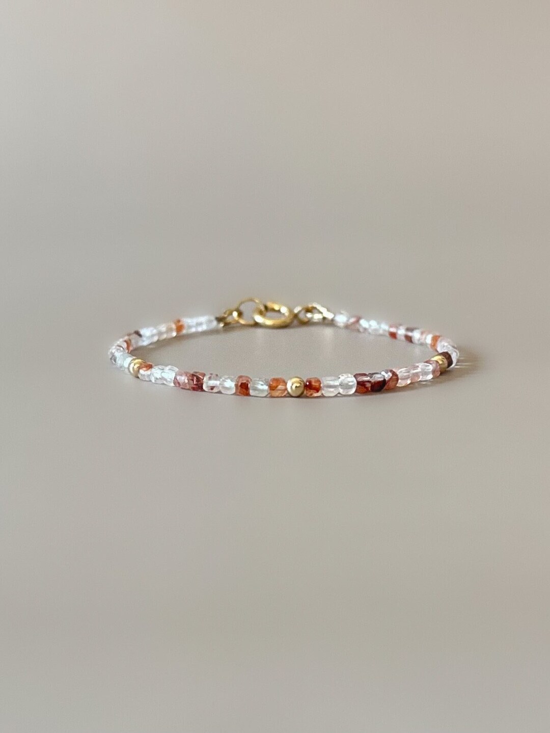 Hematoid Quartz Bracelet Dainty Quartz Jewelry Red Crystal - Etsy
