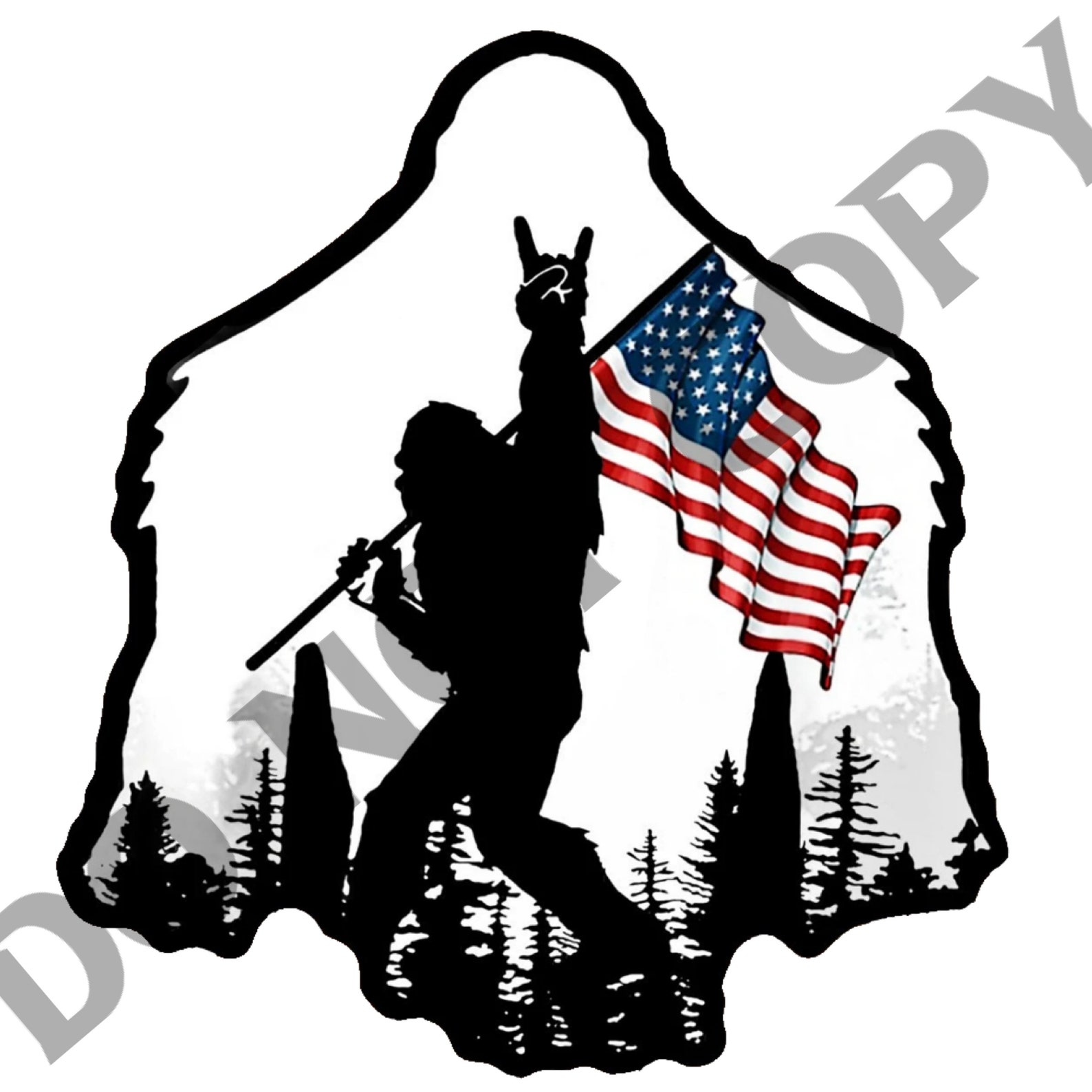 Sasquatch With Flag Digital Download - Etsy