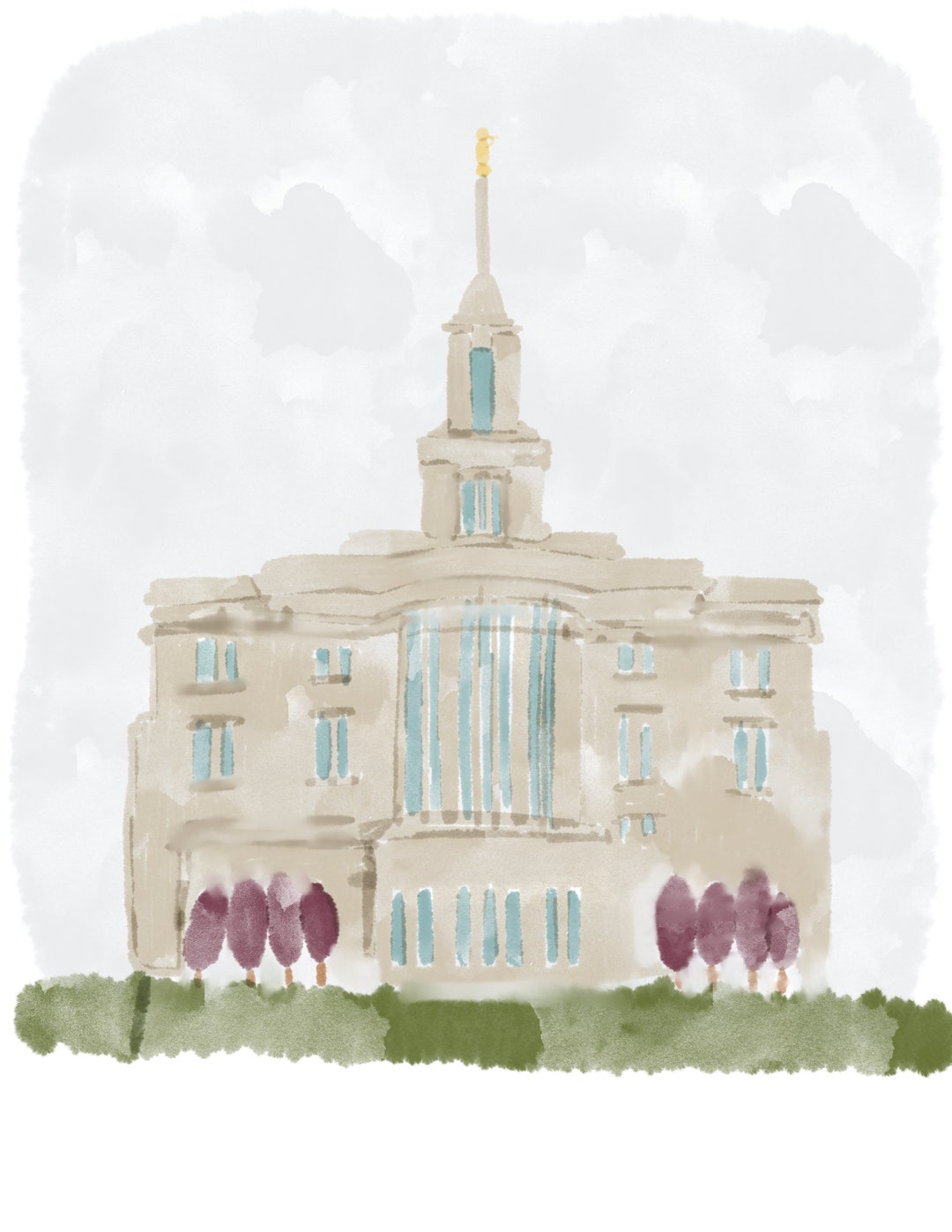 Watercolor Custom Temple Art - Etsy