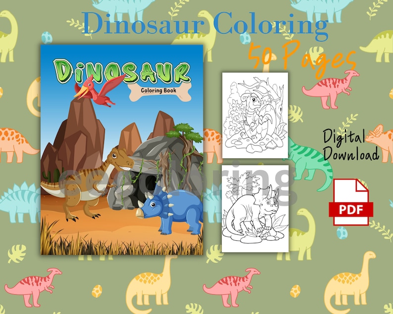 Kids Coloring Pages, Dinosaur Coloring Pages, Boys and Girls, 50 ...