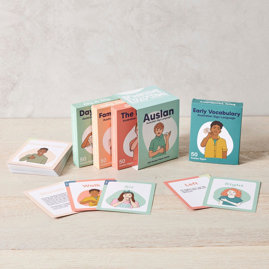 200 Auslan Flash Cards Learn Australian Sign Language - Etsy Australia
