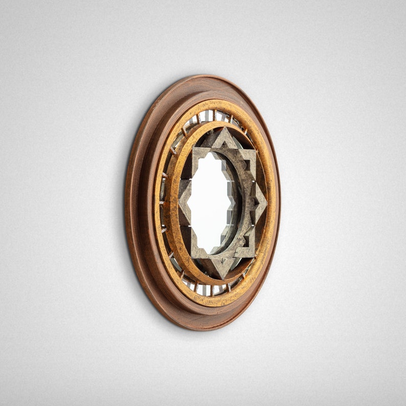 Vintage Inspired Rustic 3D Printed Mirror W Middle Eastern Shapes in ...
