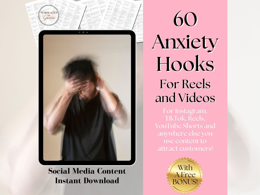 Anxiety Reel Hooks|mental Health Hooks| Done for You Hooks|tiktok Hook ...