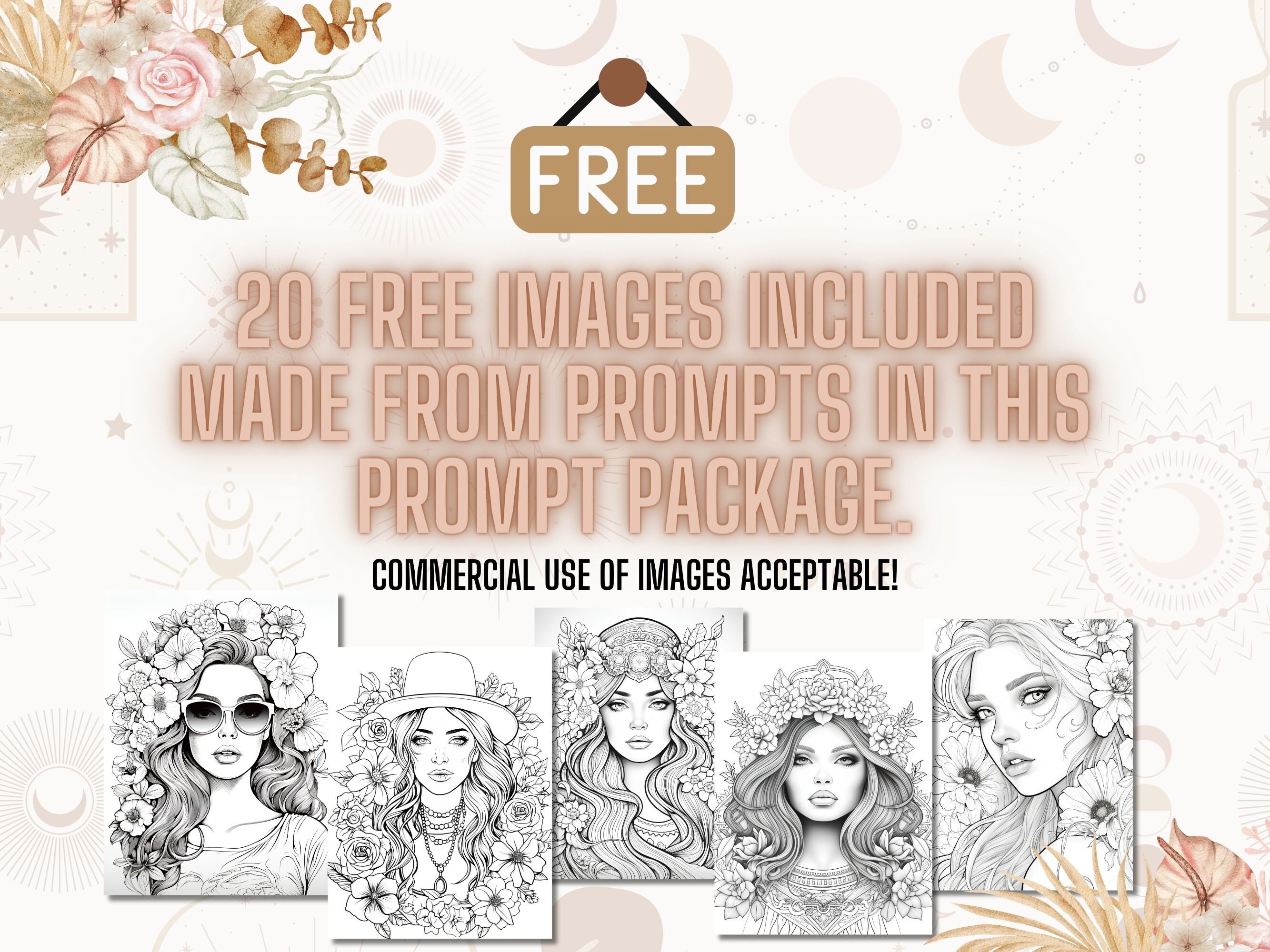 BOHO COLORING PAGES Midjourney Prompt Guide for Boho Prompts Bohemian ...