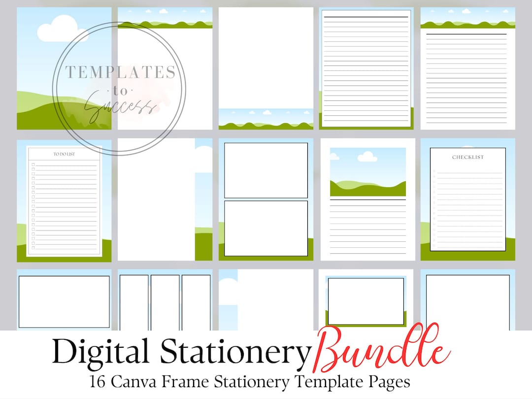 Digital Stationery Canva Frame Template Bundle for Printable Notebooks ...