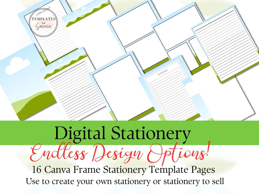 Digital Stationery Canva Frame Template Bundle for Printable Notebooks ...