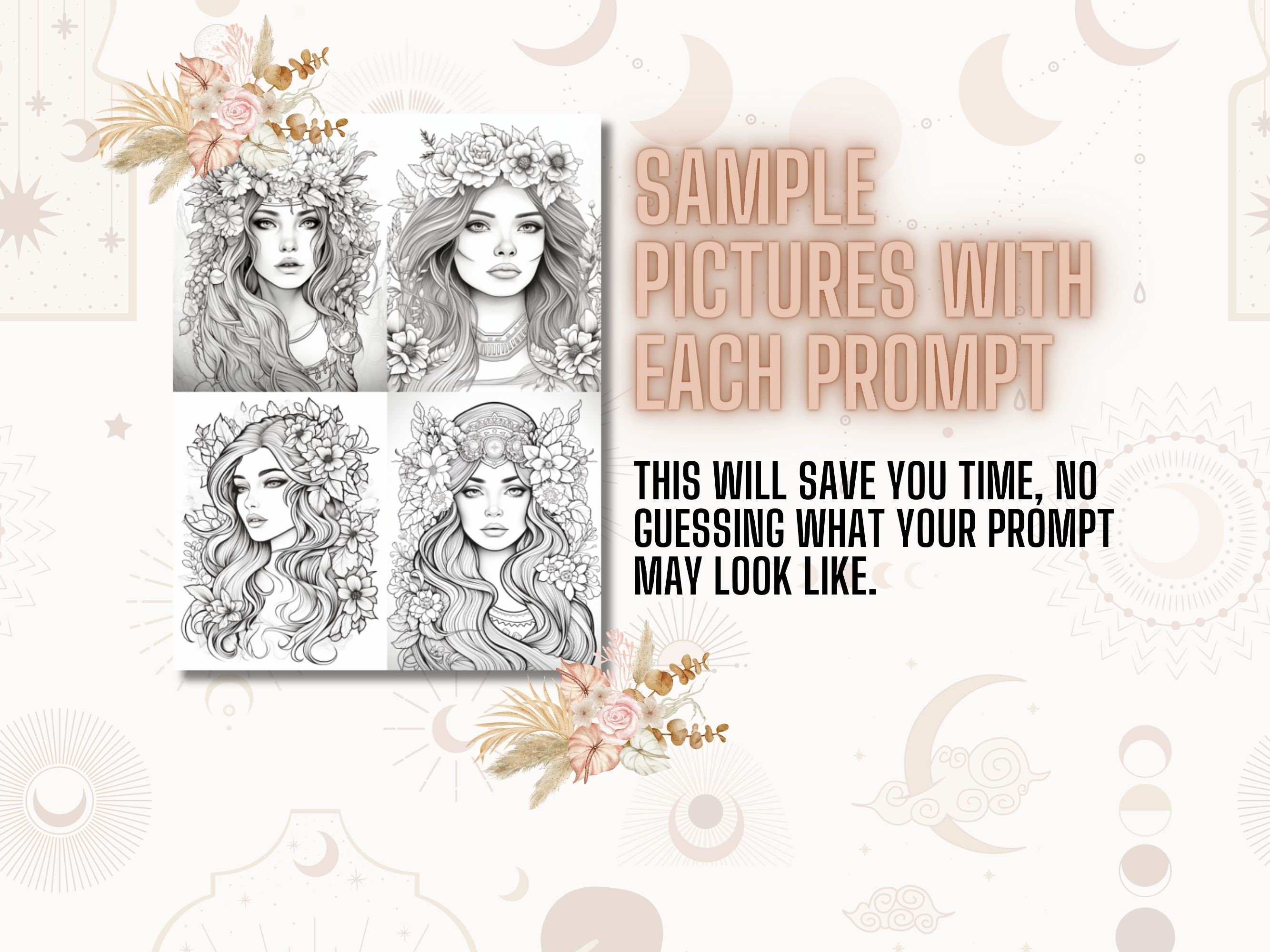 BOHO COLORING PAGES Midjourney Prompt Guide for Boho Prompts Bohemian ...