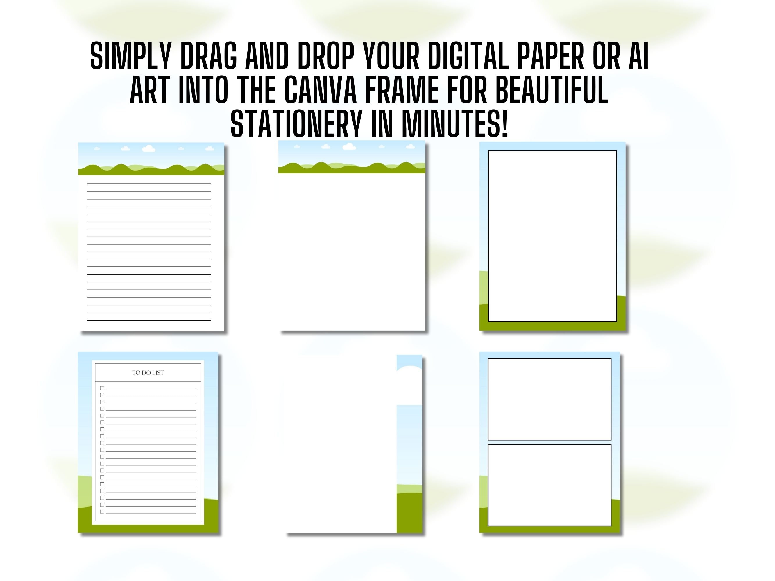 Digital Stationery Canva Frame Template Bundle for Printable Notebooks ...