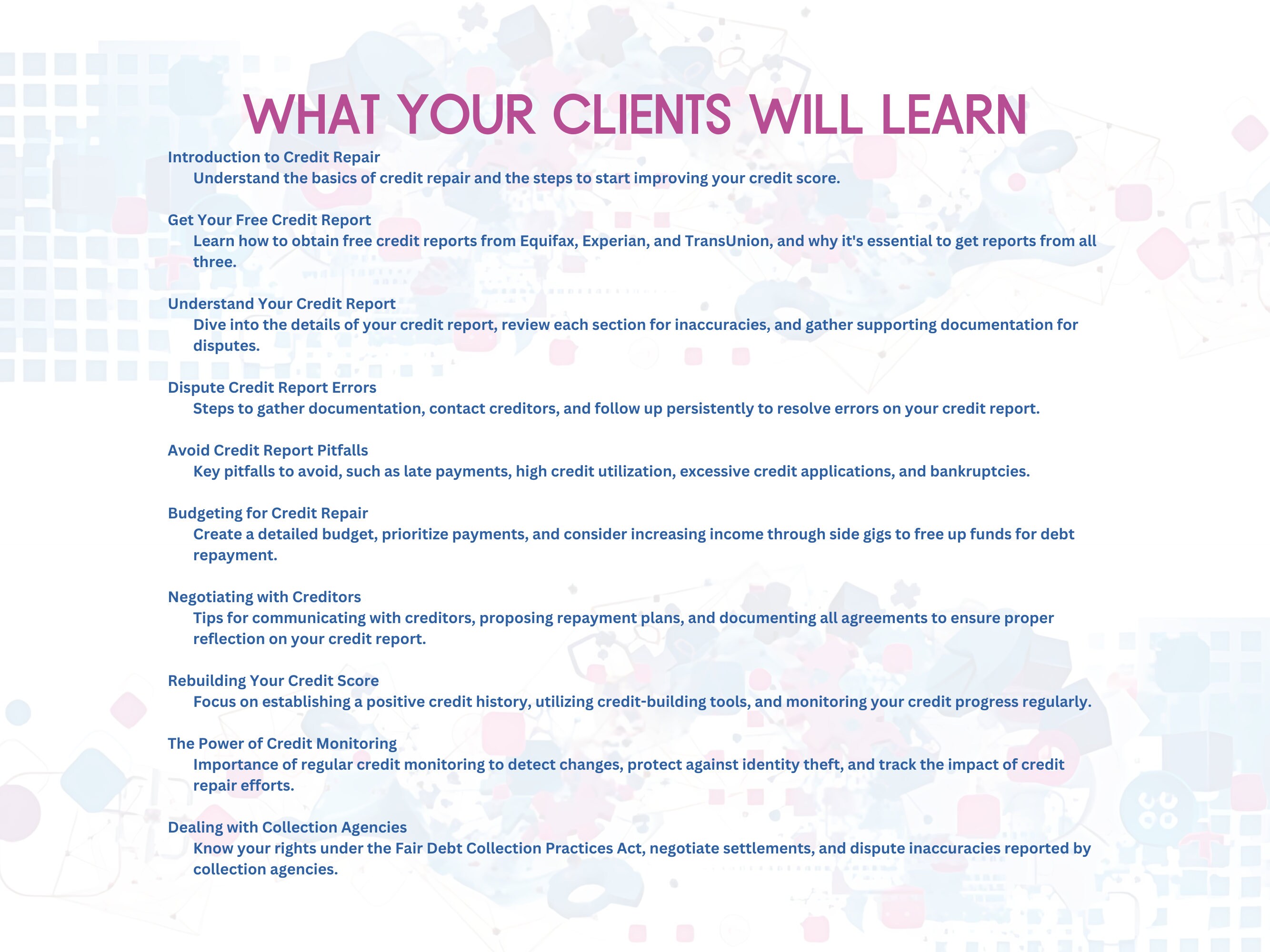 Done for You Credit Repair Masterclass Bundle|credit Repair Course ...