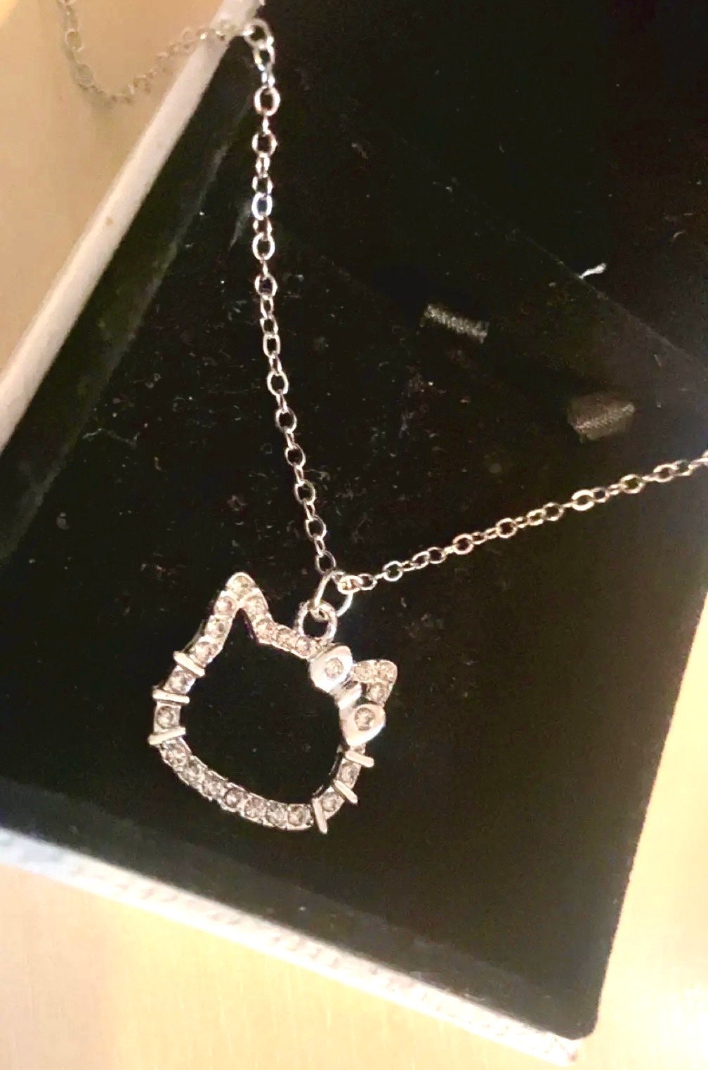 Stunning Kawaii Y2K Diamond Kitty Necklace Chain Pendant Jewellery W ...