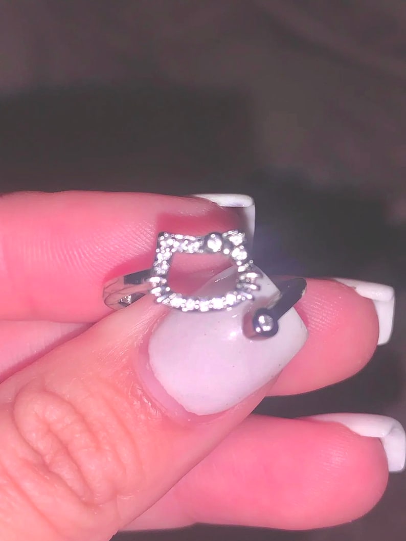 Kawaii Y2K Kitty Diamond Adjustable Ring - Etsy