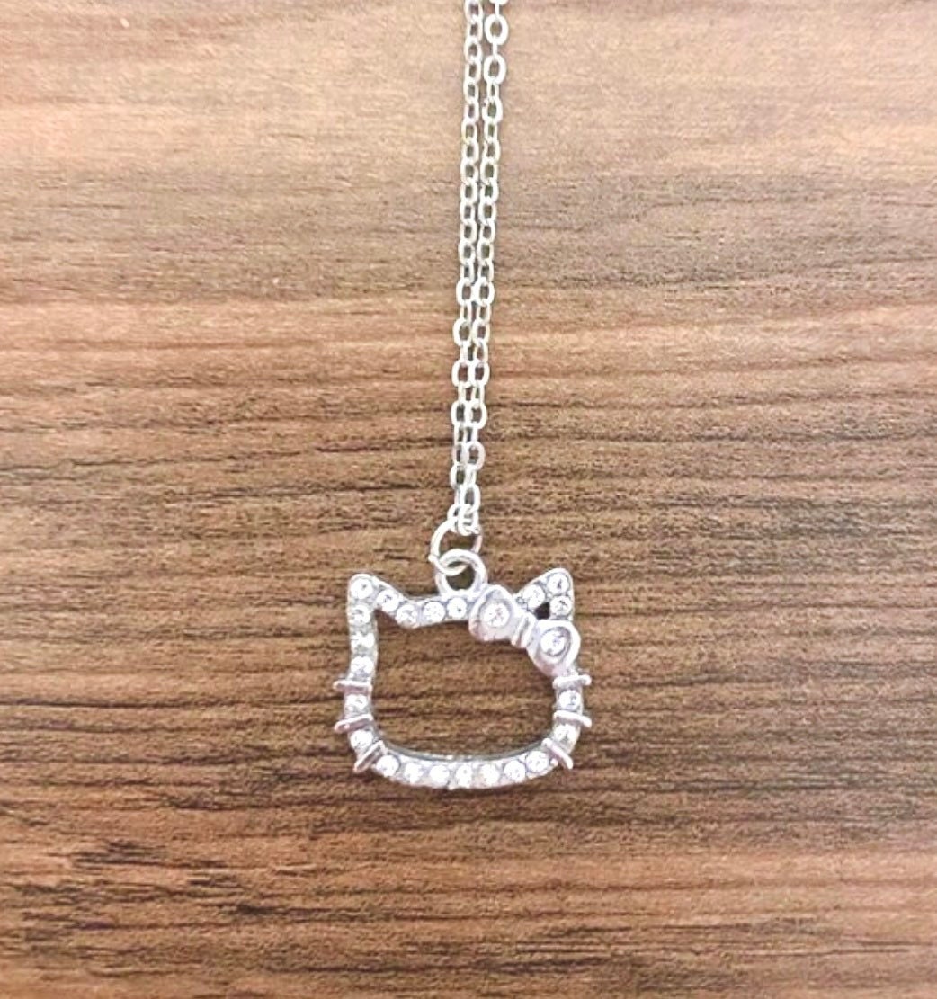 Stunning Kawaii Y2K Diamond Kitty Necklace Chain Pendant Jewellery W ...