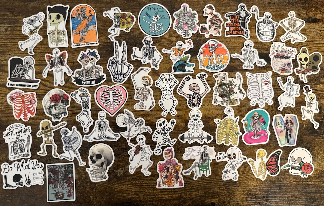Skeleton Stickers, Stickers for Journal Water Bottle Laptop Phone ...