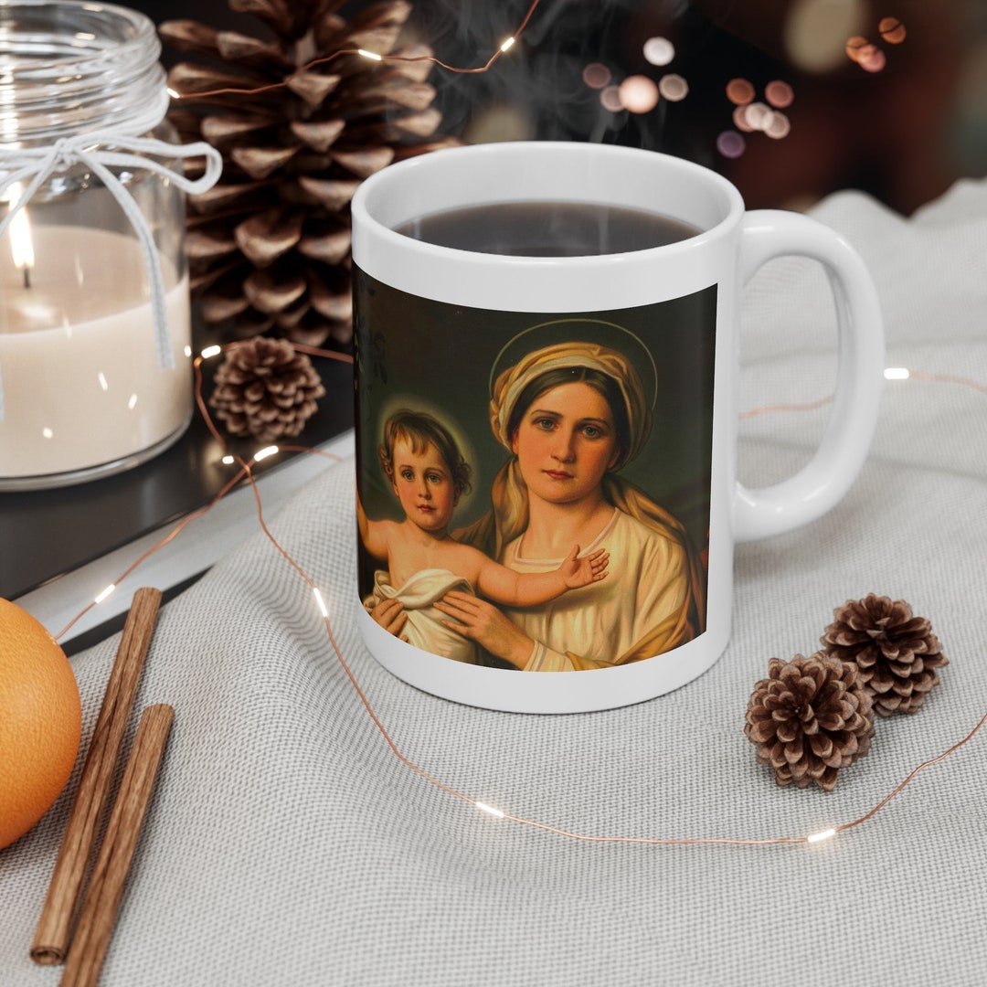 Holy Baby Jesus Christ & Virgin Mother Mary Ceramic Mug 11oz Christian ...