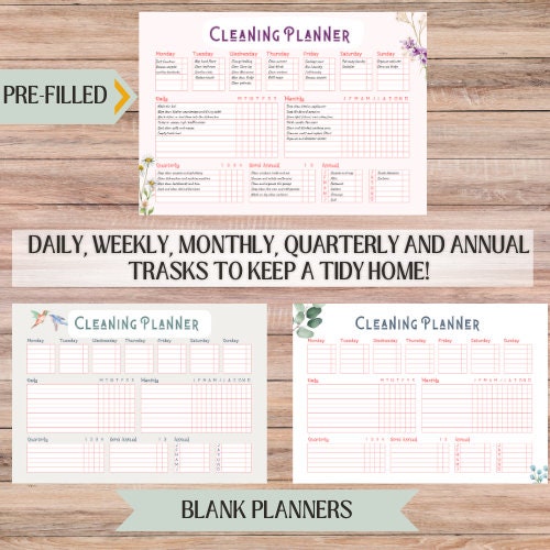 Simple Printable Cleaning Guide Schedule for a Tidy Home - Pre-filled ...