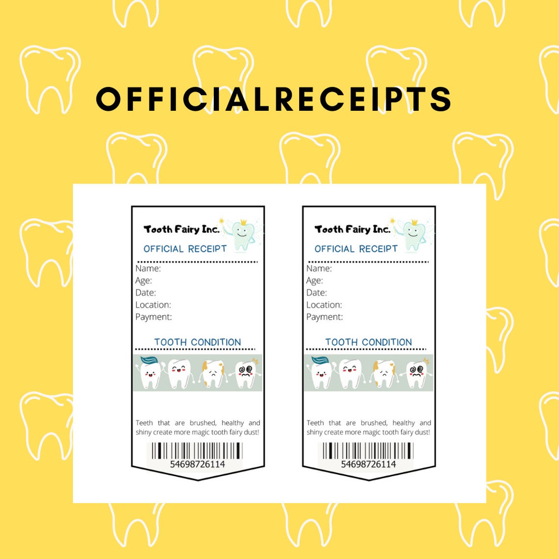 Tooth Fairy Certificate, Chart and Receipt - the Ultimate Package - Etsy