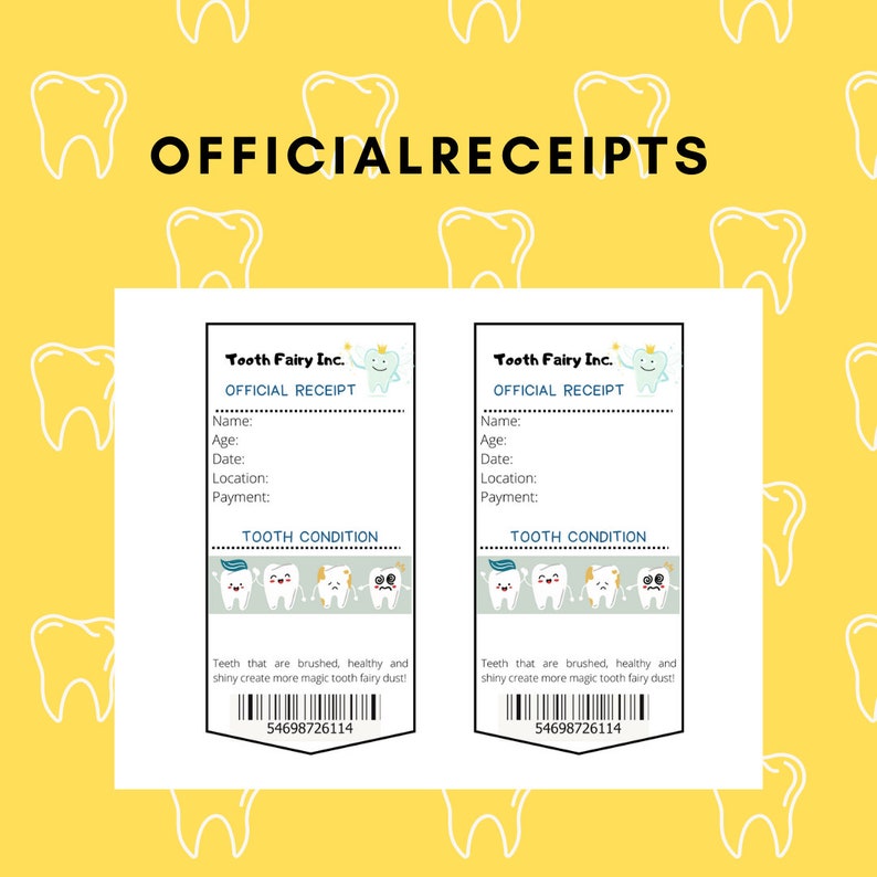 Tooth Fairy Certificate, Chart and Receipt - the Ultimate Package - Etsy