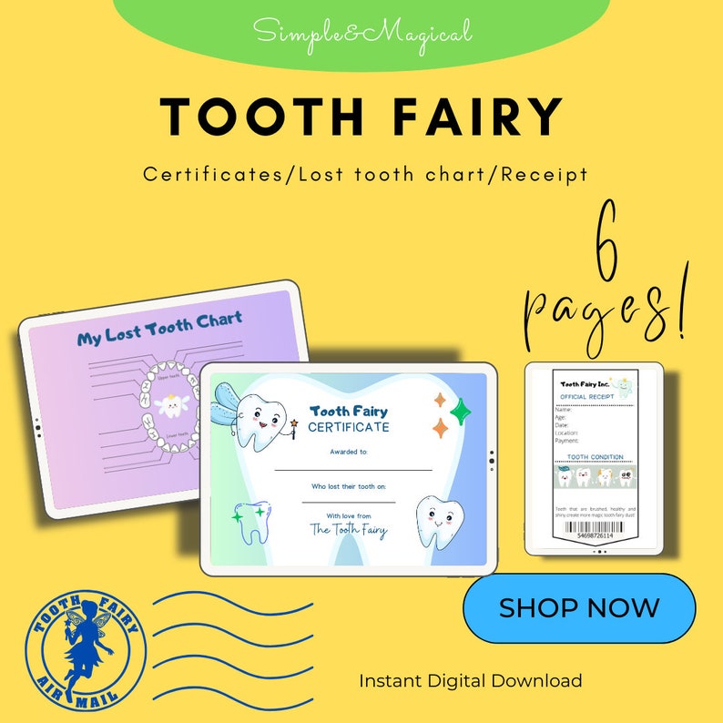 Tooth Fairy Certificate, Chart and Receipt - the Ultimate Package - Etsy